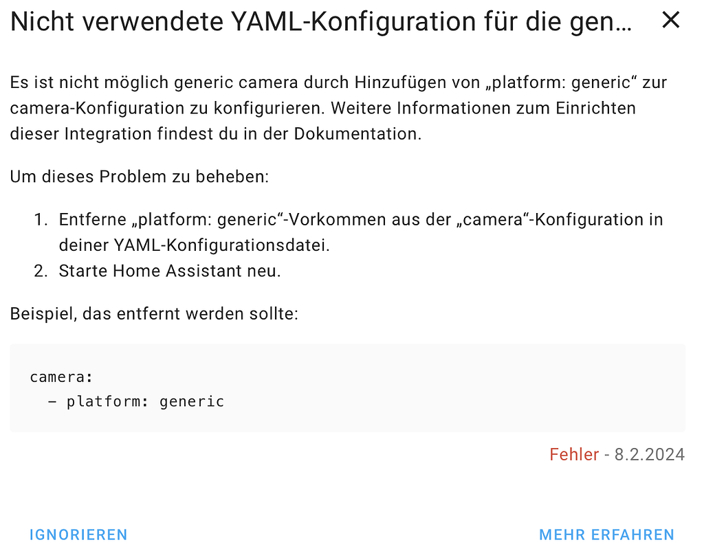 Generic Kamera über Yaml hinzufügen - Allgemein - simon42 Community