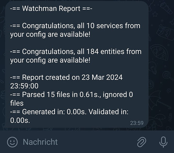 Wie Watchman Report mit Telegram senden - Add-ons - simon42 Community