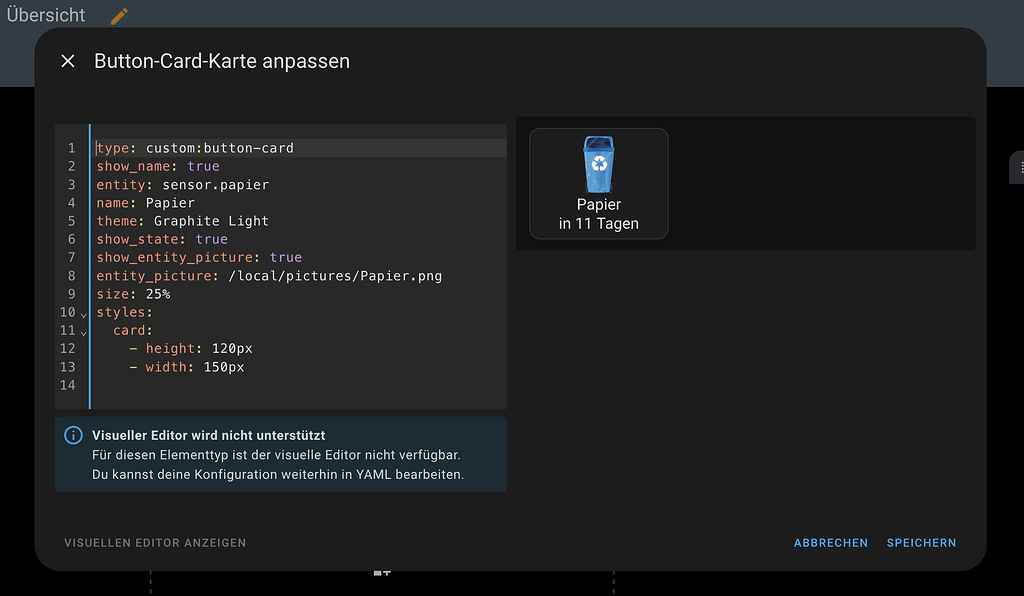 Custom Button viel zu breit - Dashboard/Cards/Frontend - simon42 Community