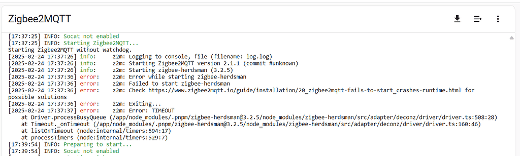 Error beim Start mit Zigbee2Mqtt und ConBee3 - Zigbee2MQTT - simon42 ...