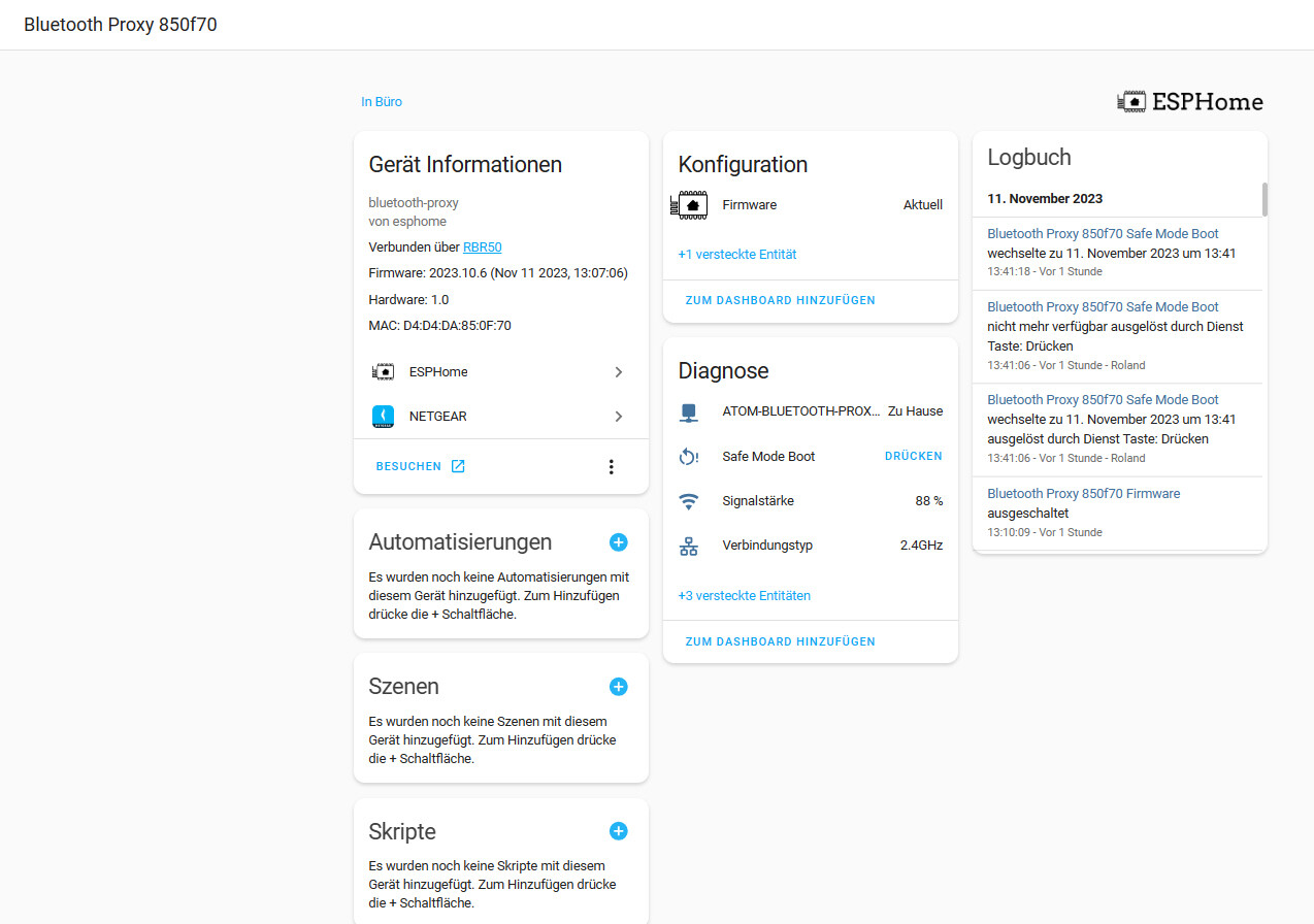 Bluetooth Proxy mit Atom Lite und ESP Home - Integrationen - simon42 ...