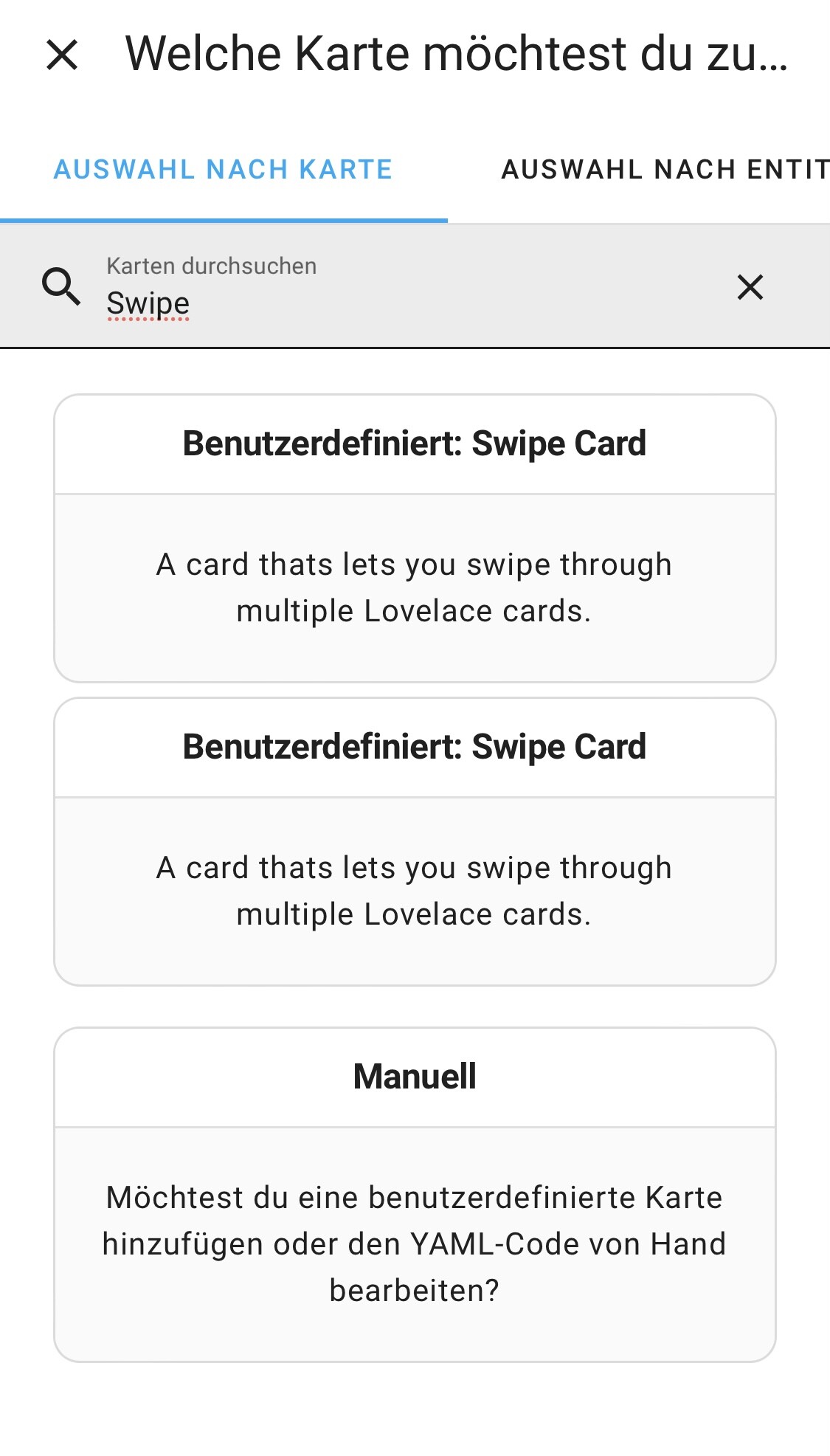 Swipe-card wird nicht angezeigt - Dashboard/Cards/Frontend - simon42 ...