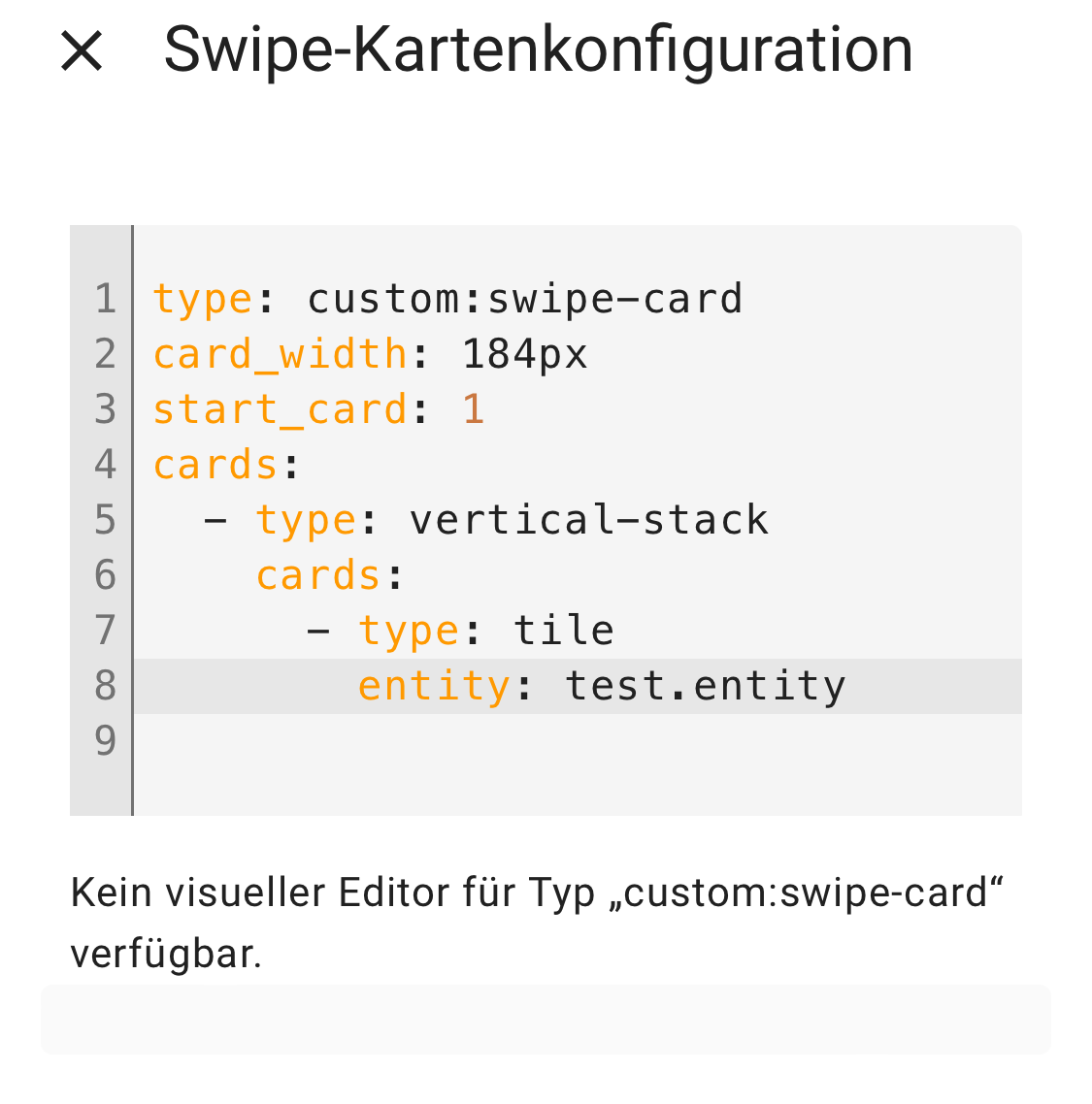 Swipe-card wird nicht angezeigt - Dashboard/Cards/Frontend - simon42 Community