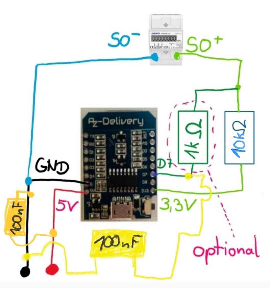 S0-Pulse eines Stromzählers zählen - Konfigruation ESP8266 - Allgemein - simon42 Community